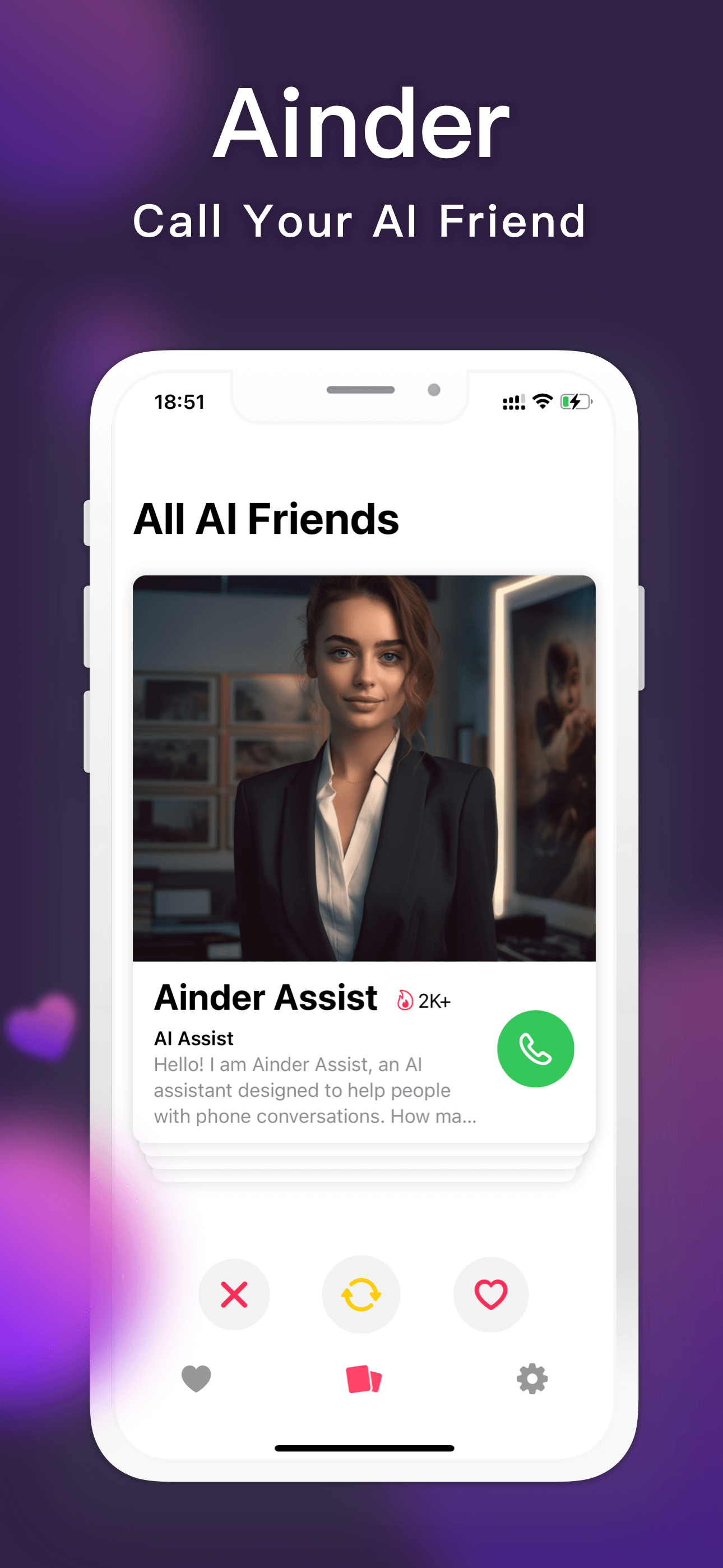 Ainder - Find AI Friends like Tinder - Talk with AI character you like - Oka Apps